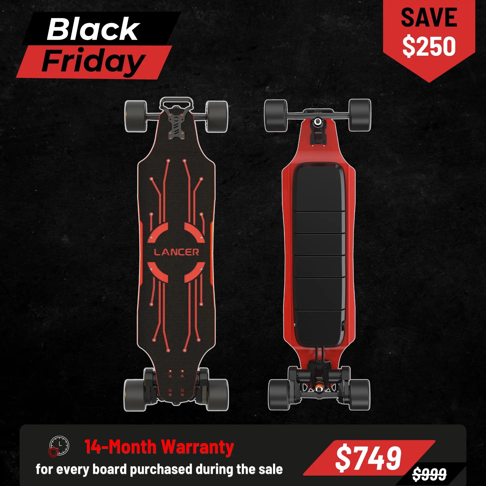 OMW Lancer Wide Carbon Flex Deck Electric Longboards
